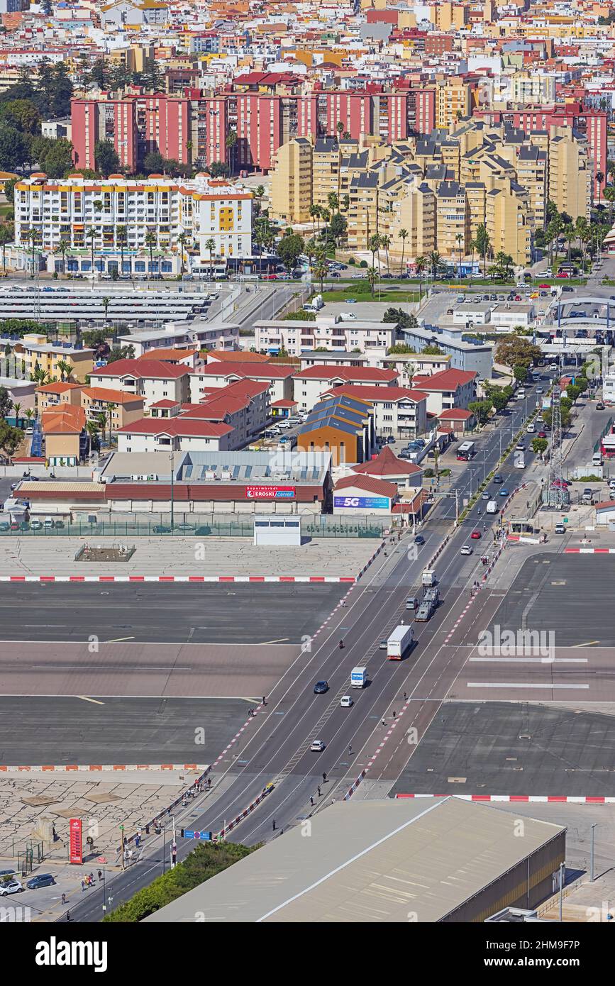 Editorial: GIBRALTAR, UNITED KINGDOM, OCTOBER 5, 2021 - The access road ...