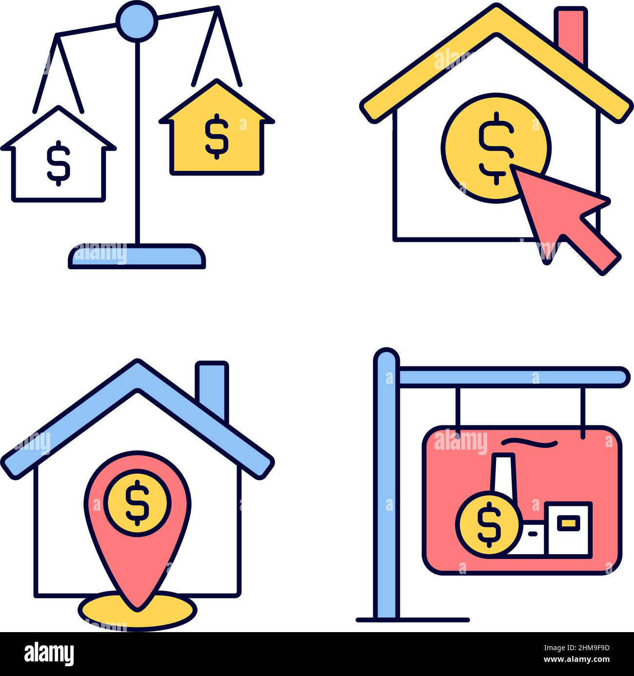 Housing searching RGB color icons set Stock Vector Image & Art - Alamy