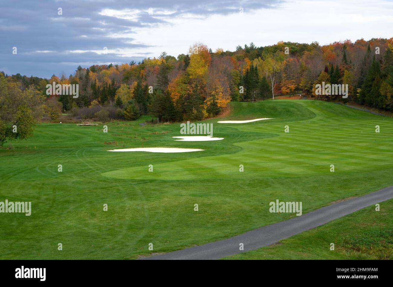 Beautiful Golf Fairway in the Forest During Fall Season Horizontal ...