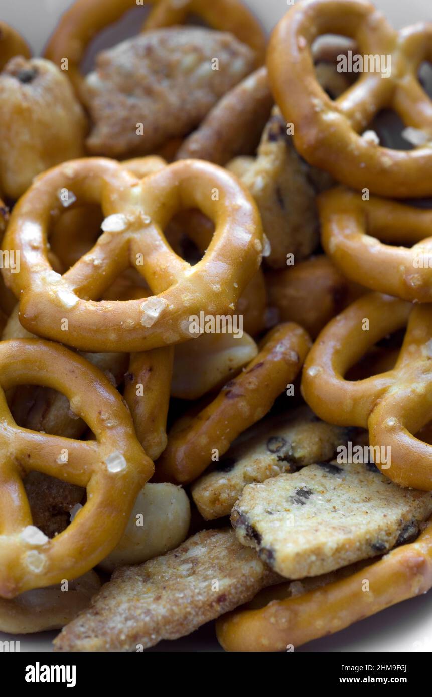 Macro Image of Delicious Mini Pretzels and Mixed Nuts Vertical Stock ...
