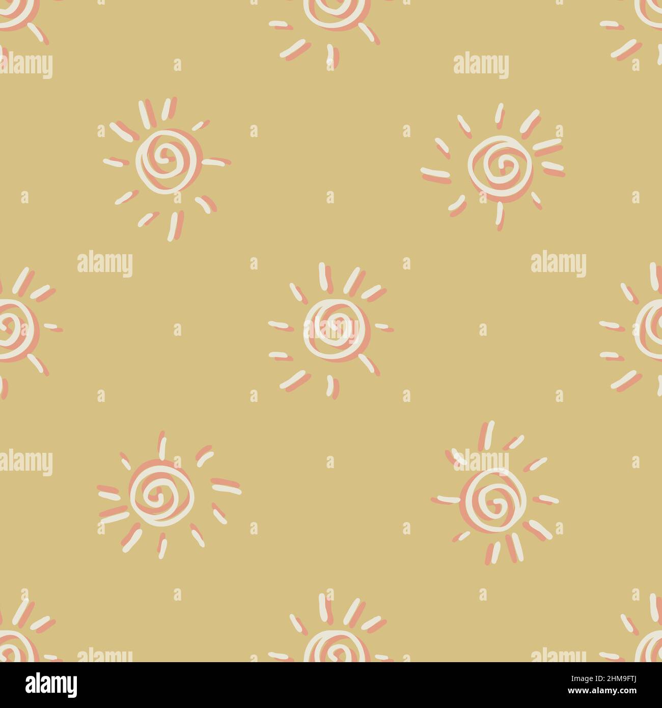 Gender neutral sunshine seamless vector background. Simple whimsical ...