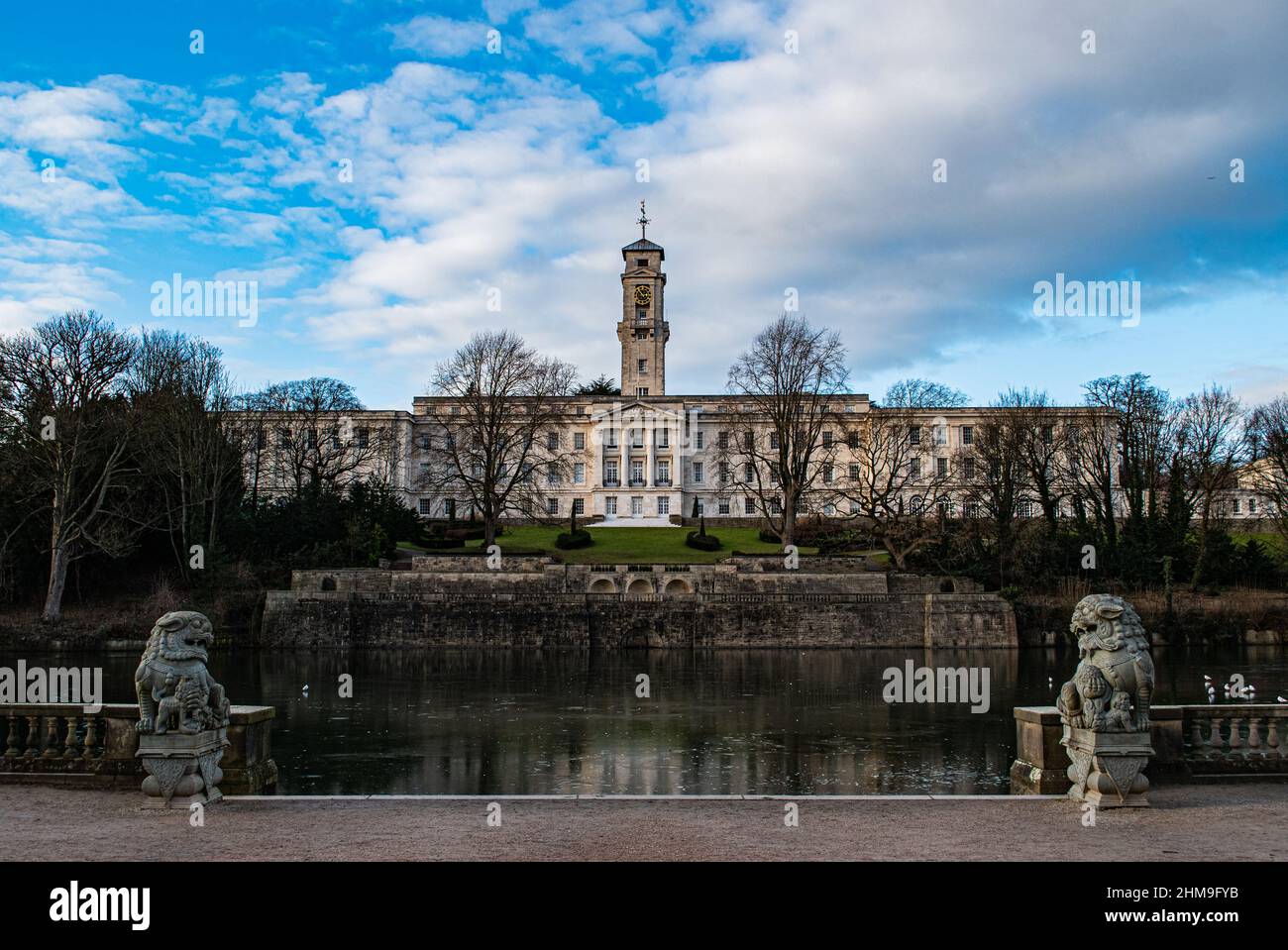 Trent Building viewed across the lake at Highfields Park, University of ...