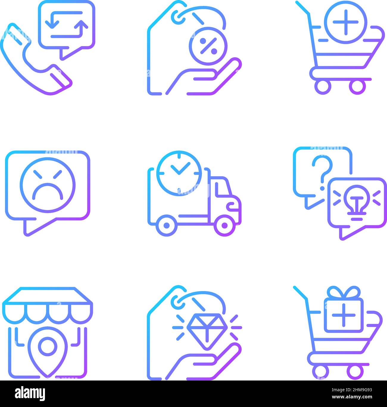Internet shopping features gradient linear vector icons set Stock ...
