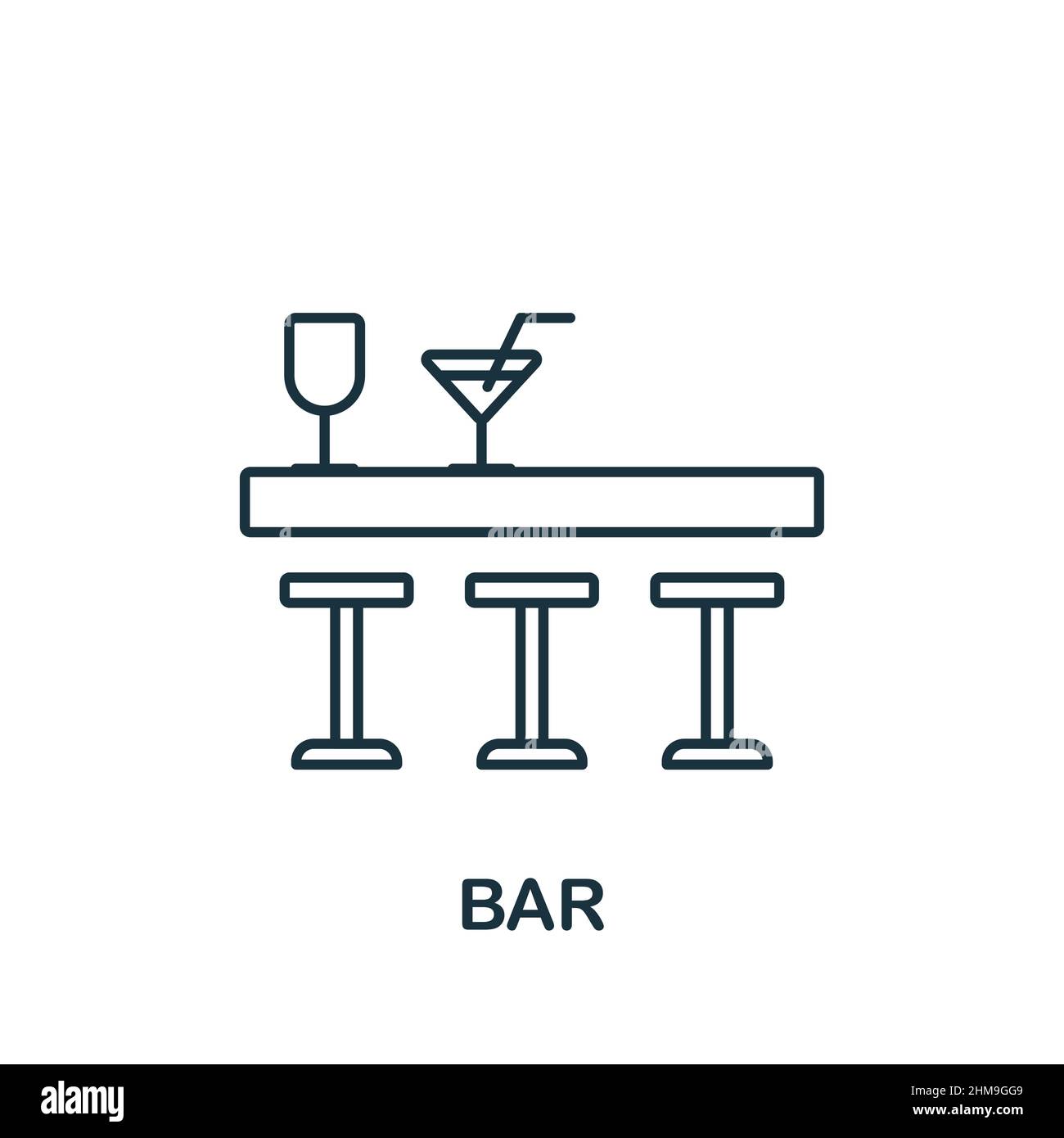 Bar icon. Line element from restaurant collection. Linear Bar icon sign ...