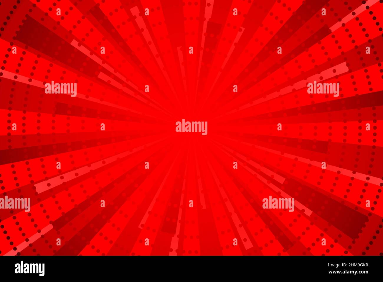 Abstract background with red sun ray and dots. Summer vector ...