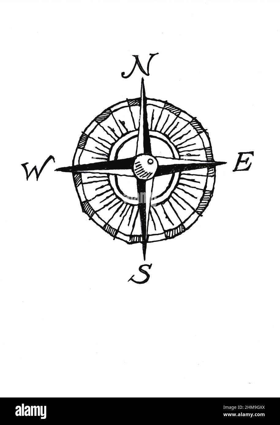 Old fashioned compass on a white background Stock Photo - Alamy
