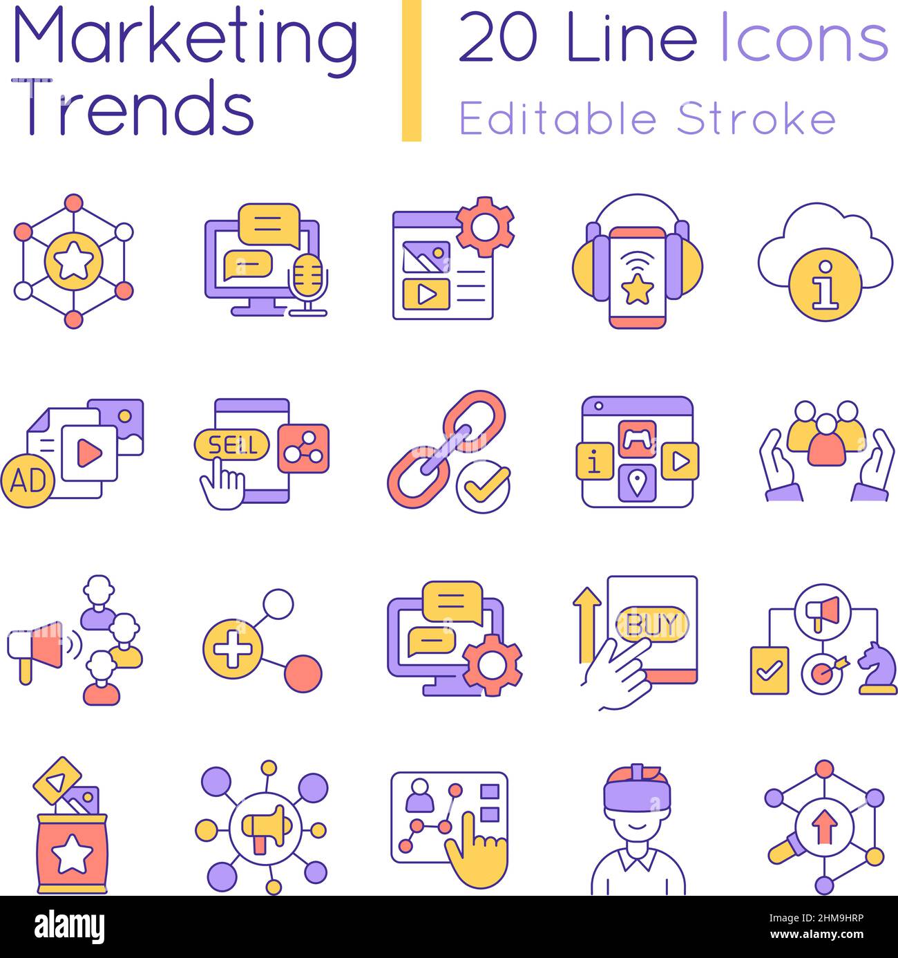 Marketing trends RGB color icons set Stock Vector Image & Art - Alamy