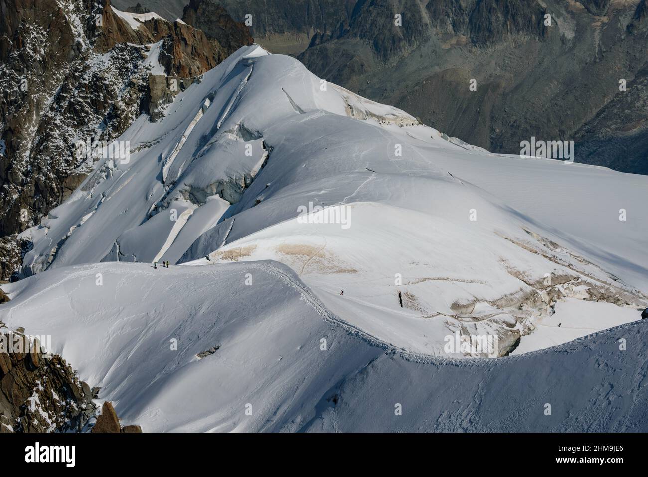Alpine views from Aiguille du Midi viewing platform above Chamonix ...