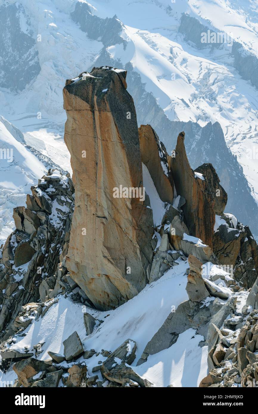 Alpine views from Aiguille du Midi viewing platform above Chamonix ...