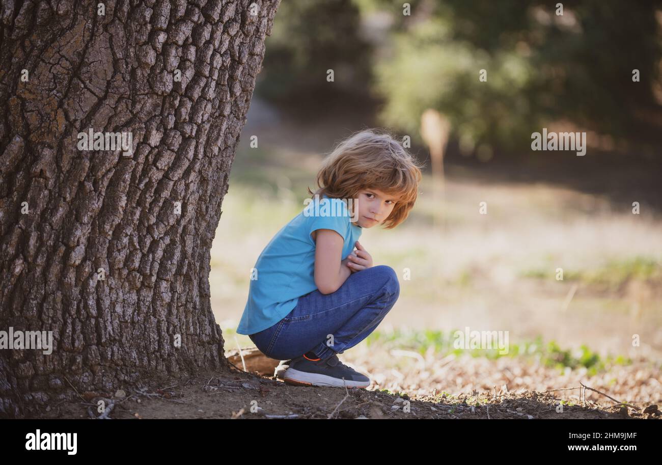 Kids negative emotions, nervous breakdown. Lonely kid. Loneliness child ...