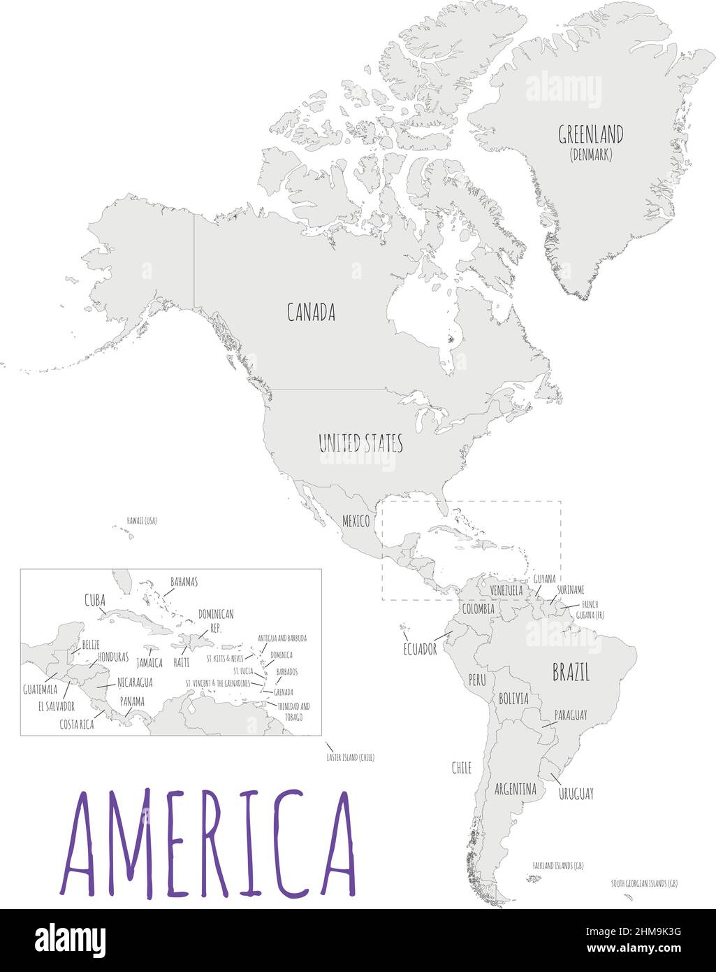 Political America Map vector illustration isolated in white background ...