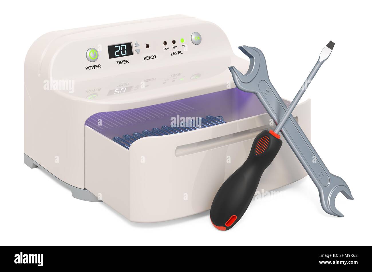 Service and repair of UV Sterilizer Disinfection Box, 3D rendering isolated on white background ...