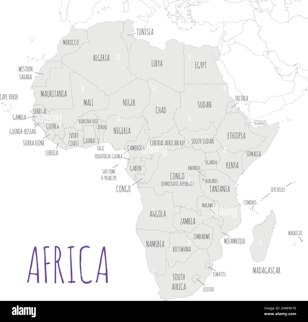 Political Africa Map vector illustration isolated in white background ...