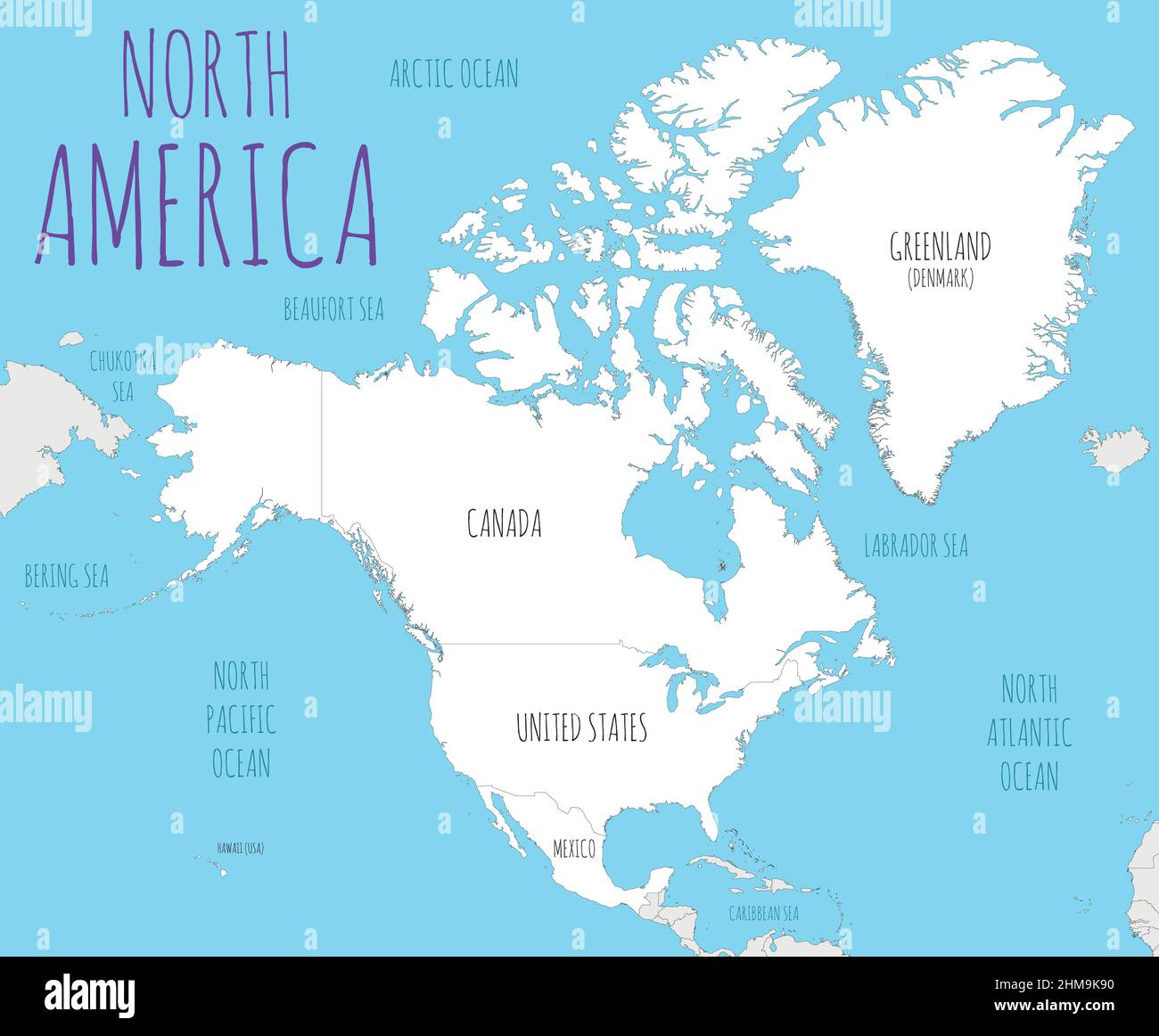 Political North America Map vector illustration with countries in white ...
