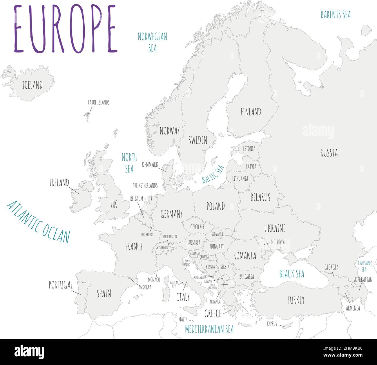 Political Europe Map vector illustration isolated in white background ...