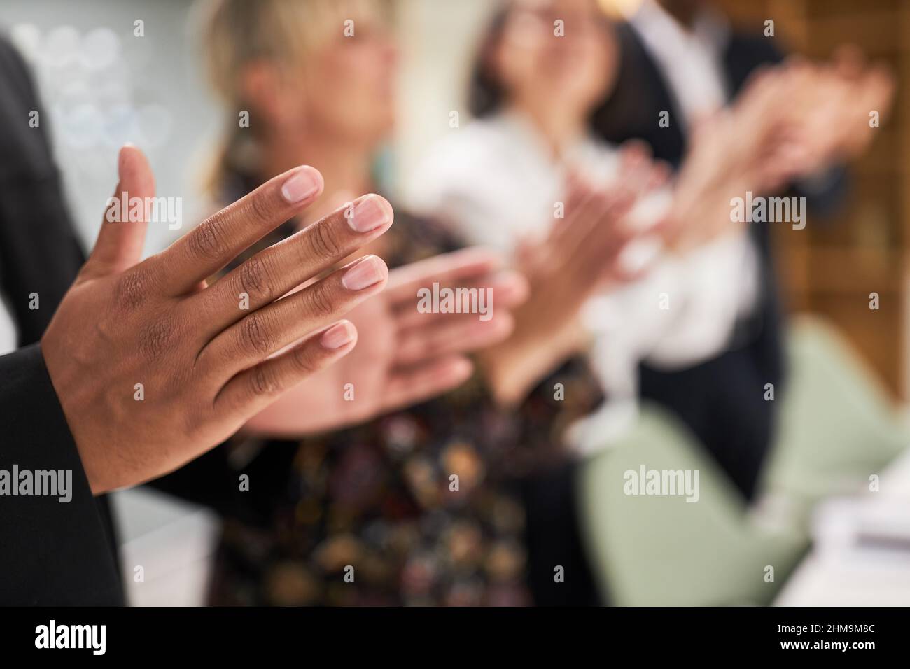 Group of business people clapping and giving applause with hands in ...