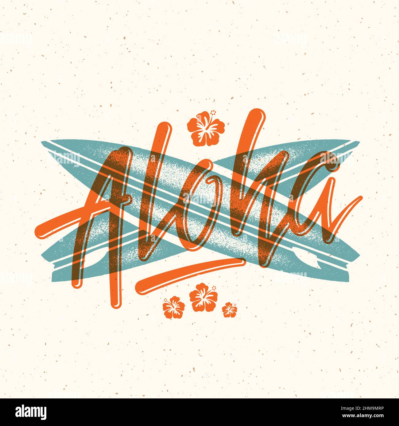 Aloha beach lettering. Havaiian summer tropical sign, label, vintage ...