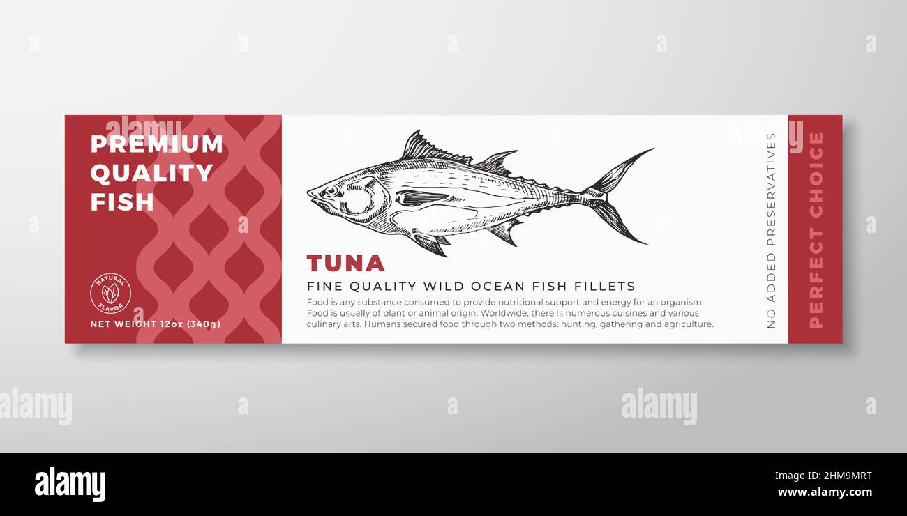 Premium Quality Tuna Vector Packaging Label Design Modern Typography ...