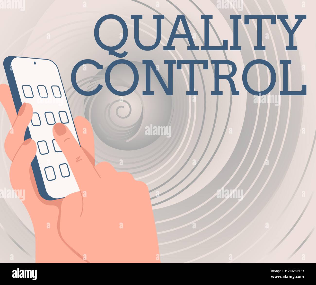 Sign displaying Quality Control. Word for insure that product or ...