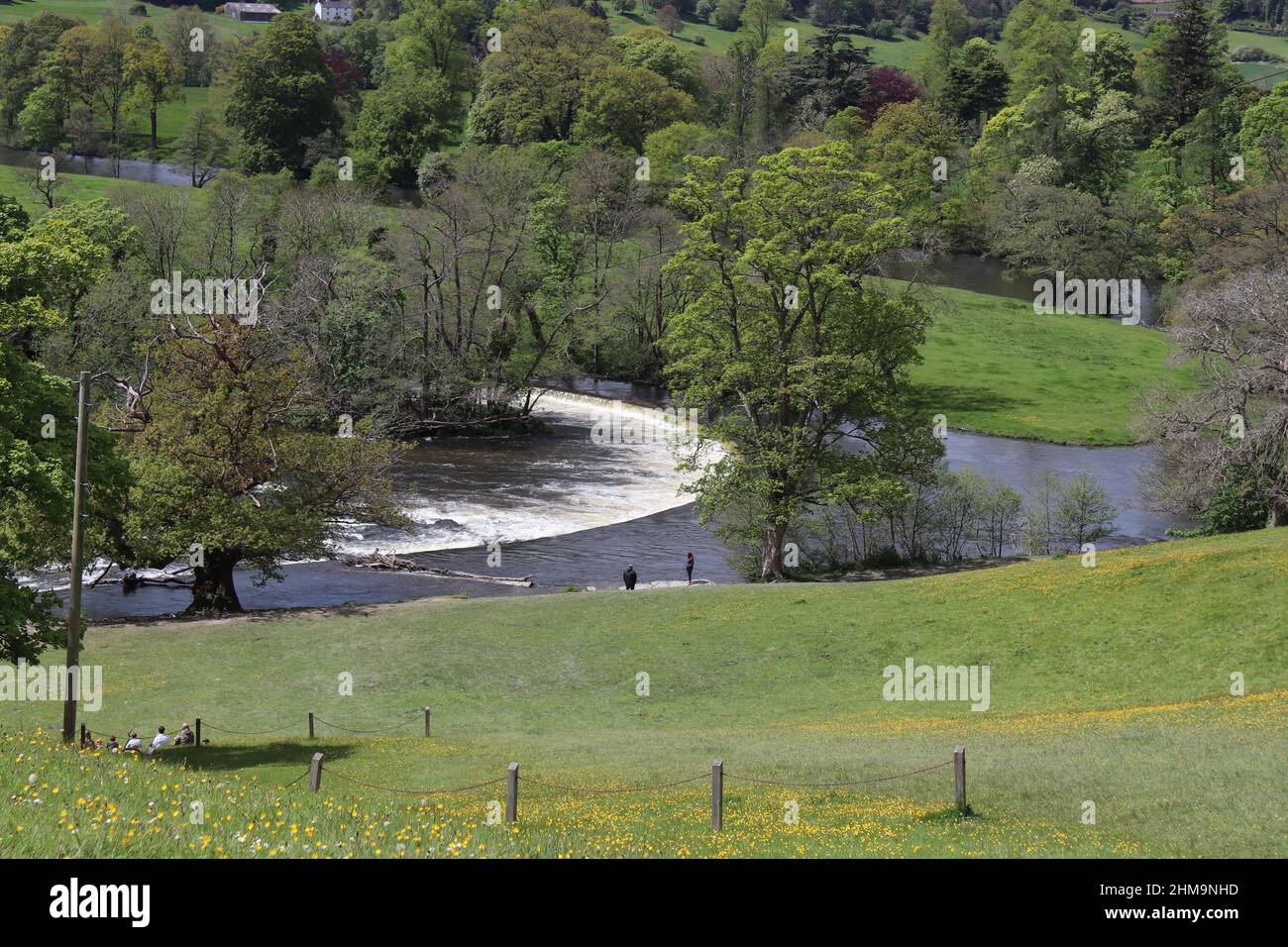 Horseshoe water falls is a weir on the river Dee near Llantysillio hall ...