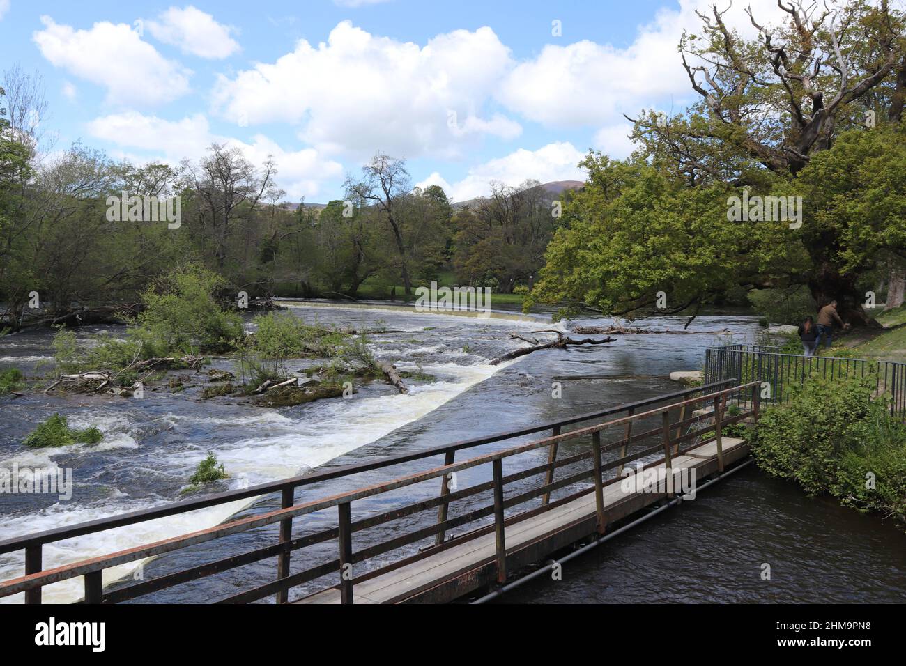 Horseshoe water falls is a weir on the river Dee near Llantysillio hall ...
