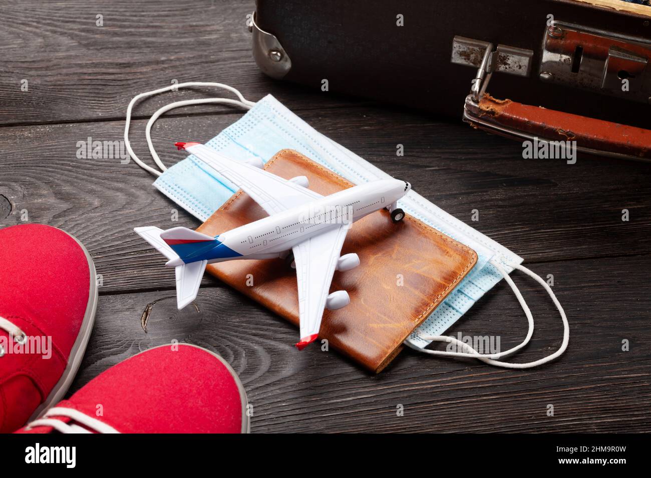 Travel and vacation concept. Luggage with trip items and clothes ...