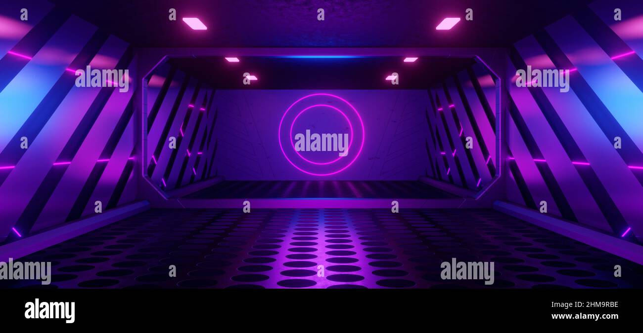 Cyberpunk product podium platform studio with blue and violet spotlight ...