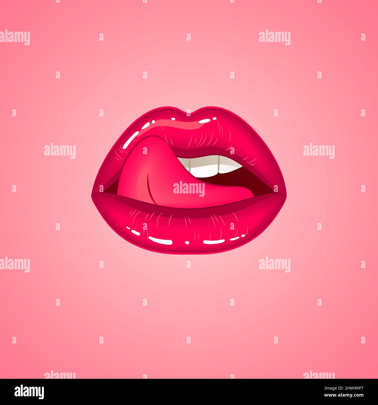 Female Licking Sexy Red Pink Lips Beautiful Mouth With Tongue And
