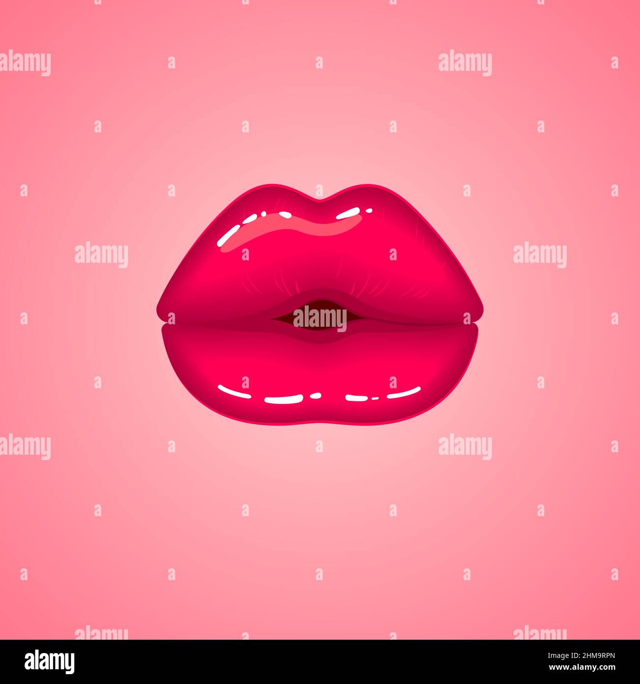 Sexy red pink pout lips, female beautiful open mouth, Illustration in ...