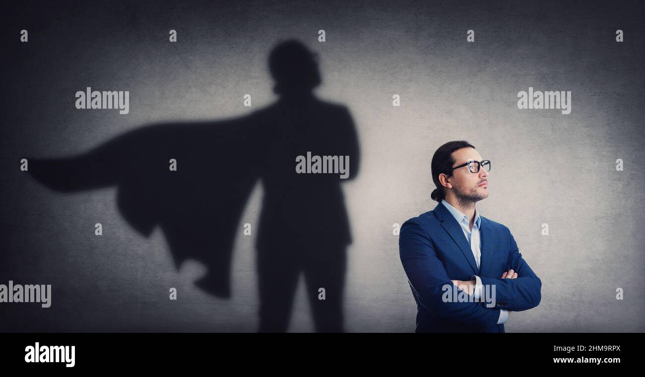 Confident businessman looking determined as casting a powerful ...