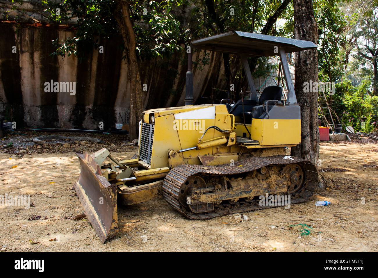 Old broken tractor machinery stop waiting thai technician people fix ...