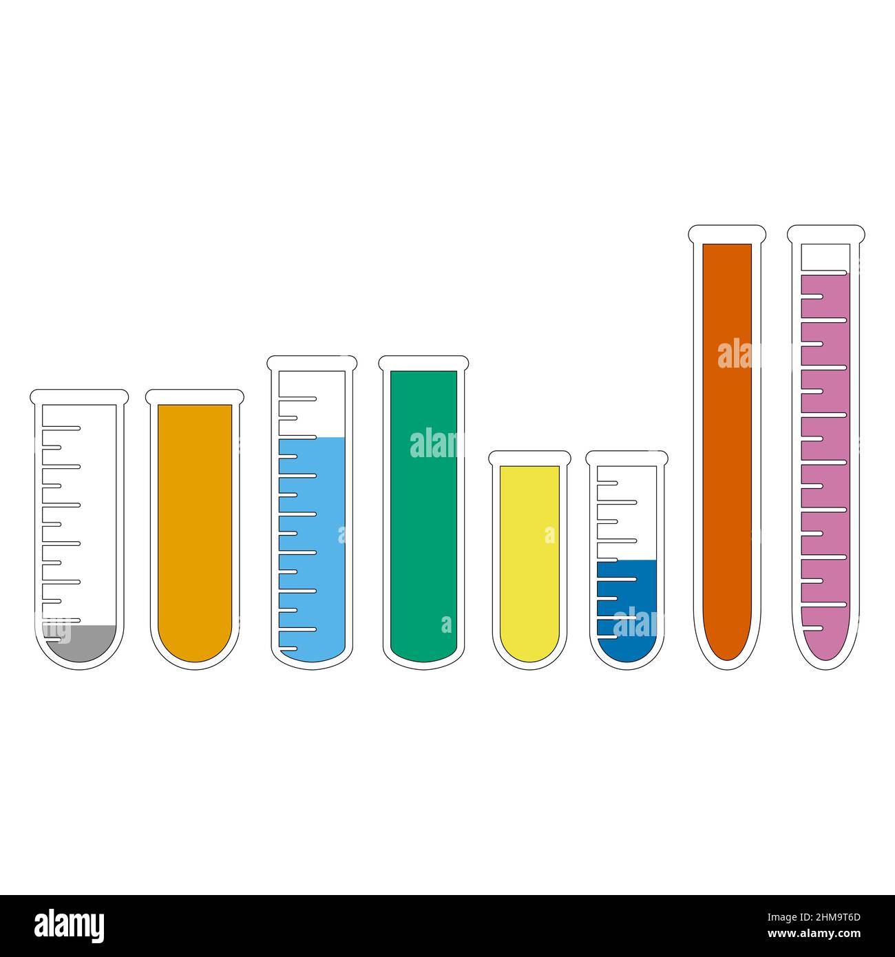 Chemical test tubes vector icons set of different sizes of flasks ...