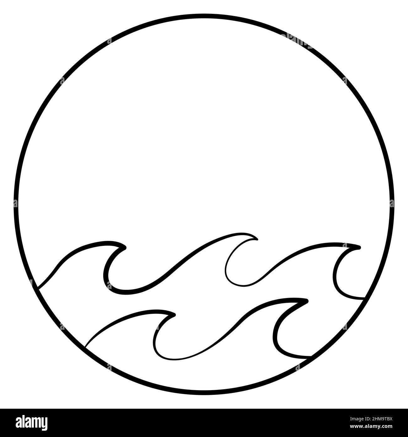 Simple minimalist waves water lake river logo in circle vector ...