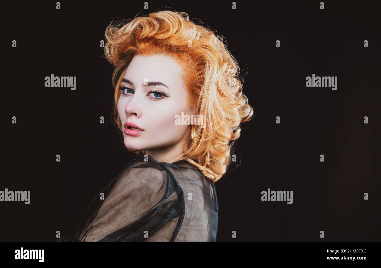 Studio portrait of beautiful elegant woman. High fashion model Stock ...