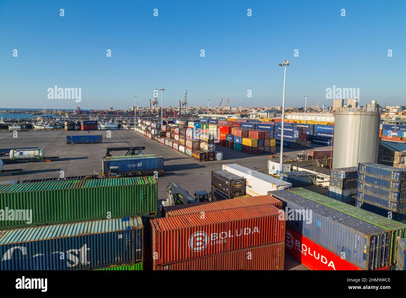 Leixoes; Portugal - January 23; 2022: Container ship port in Leixoes ...