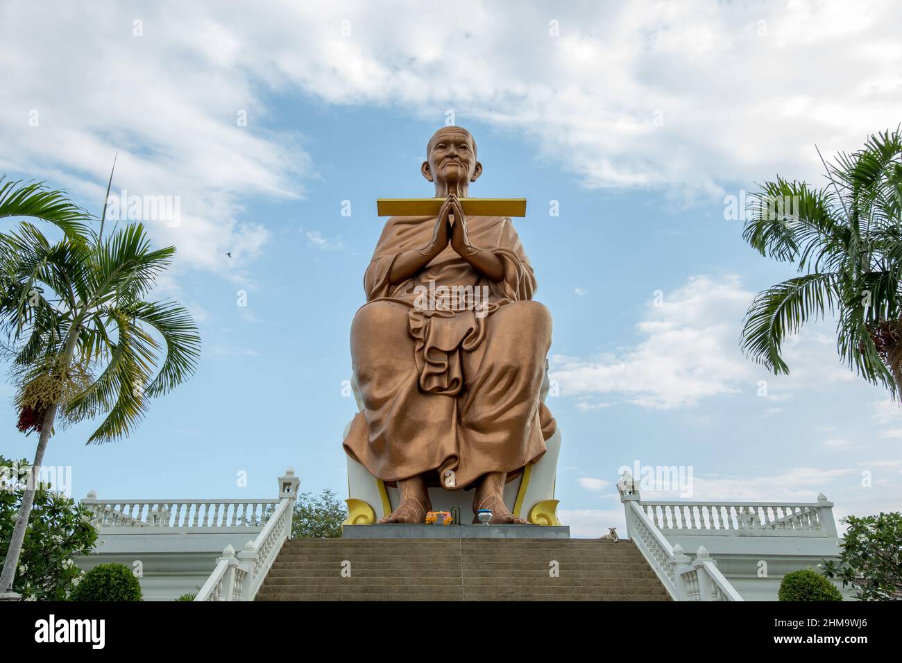 Pathum Thani Thailand - January 22 2022: Big bronze statue of Somdet ...