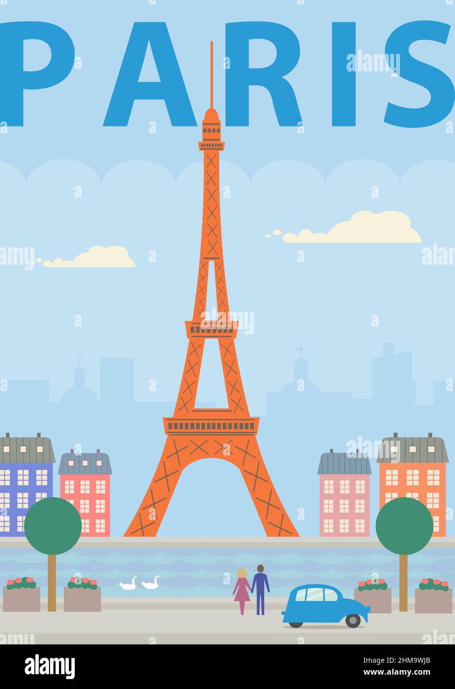 An illustration of the beautiful city of Paris, France Stock Photo - Alamy