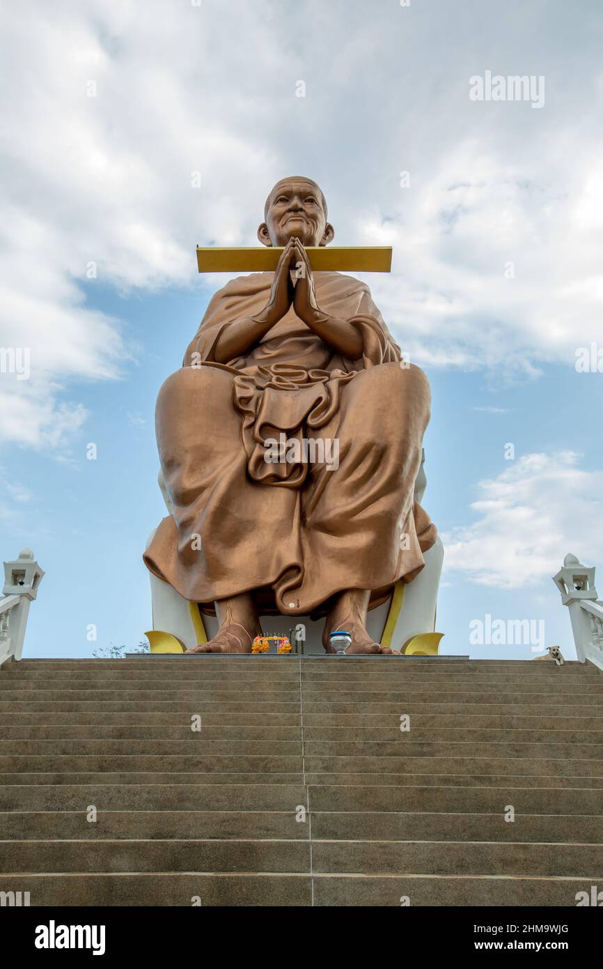 Pathum Thani Thailand - January 22 2022: Big bronze statue of Somdet ...