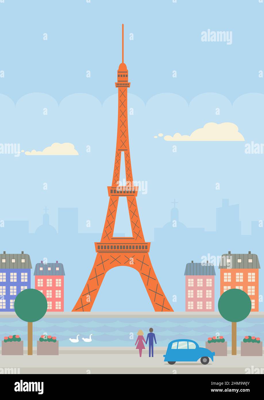 Cartoon couple eiffel tower hi-res stock photography and images - Alamy