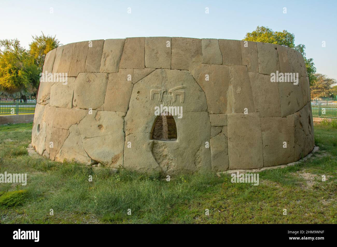 Remains of the Bronze Age round tomb with human and animal figures ...