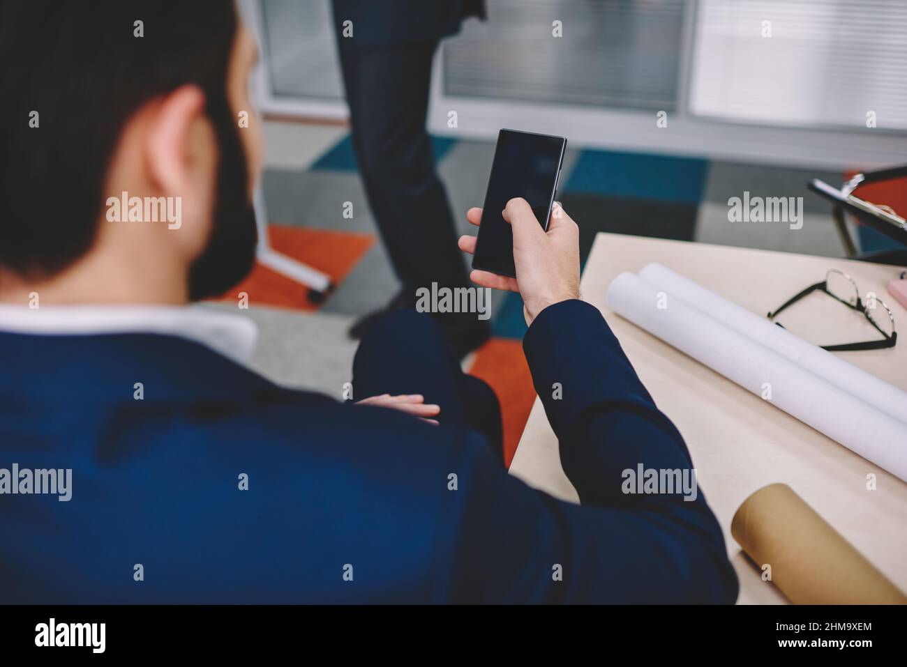 Black businessman using smartphone work hi-res stock photography and ...