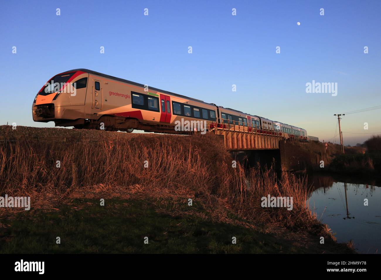 Greater Anglia trains, Class 755 train near Whittlesey town, Fenland ...