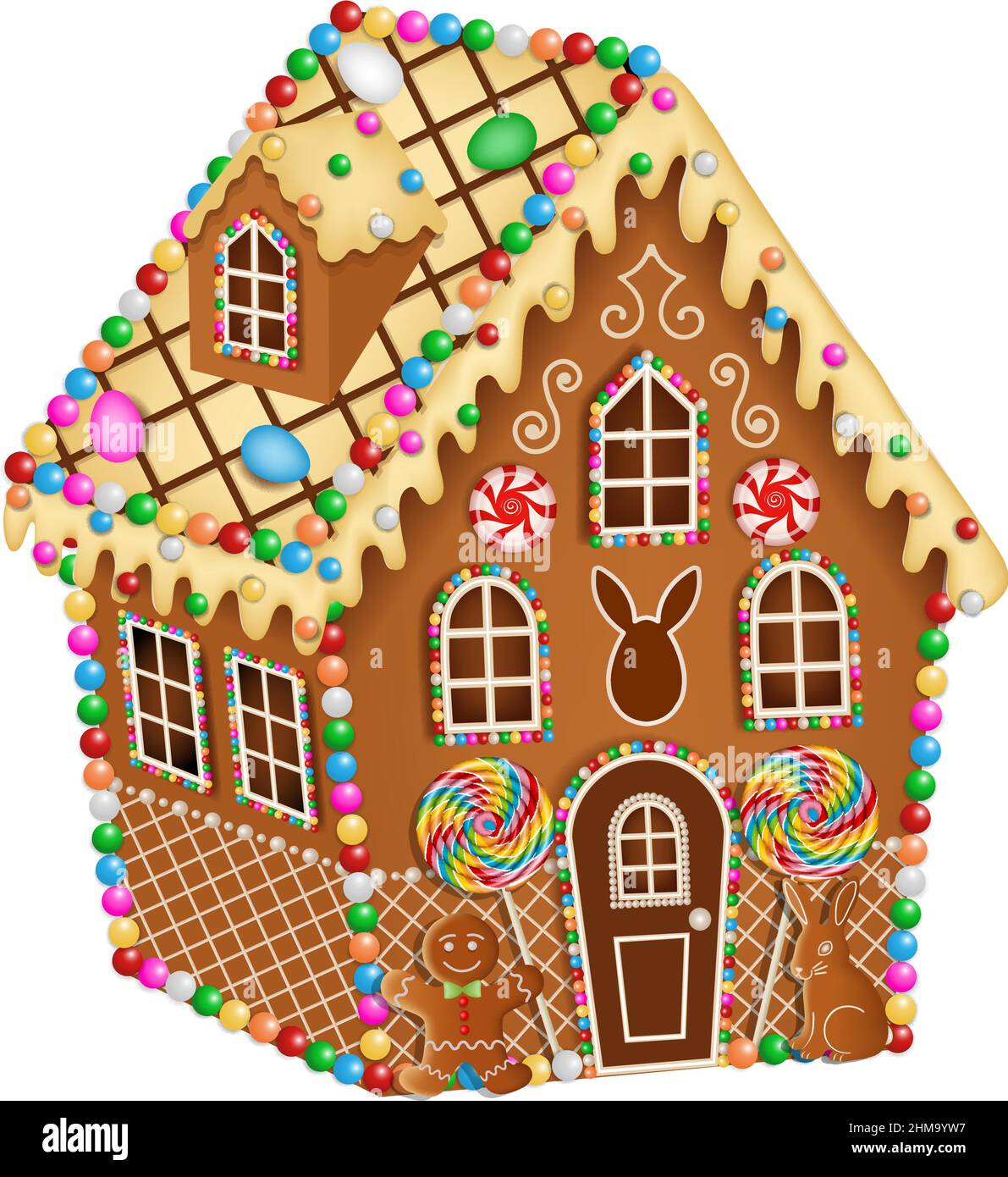easter gingerbead house with cookies and candies Stock Vector Image ...
