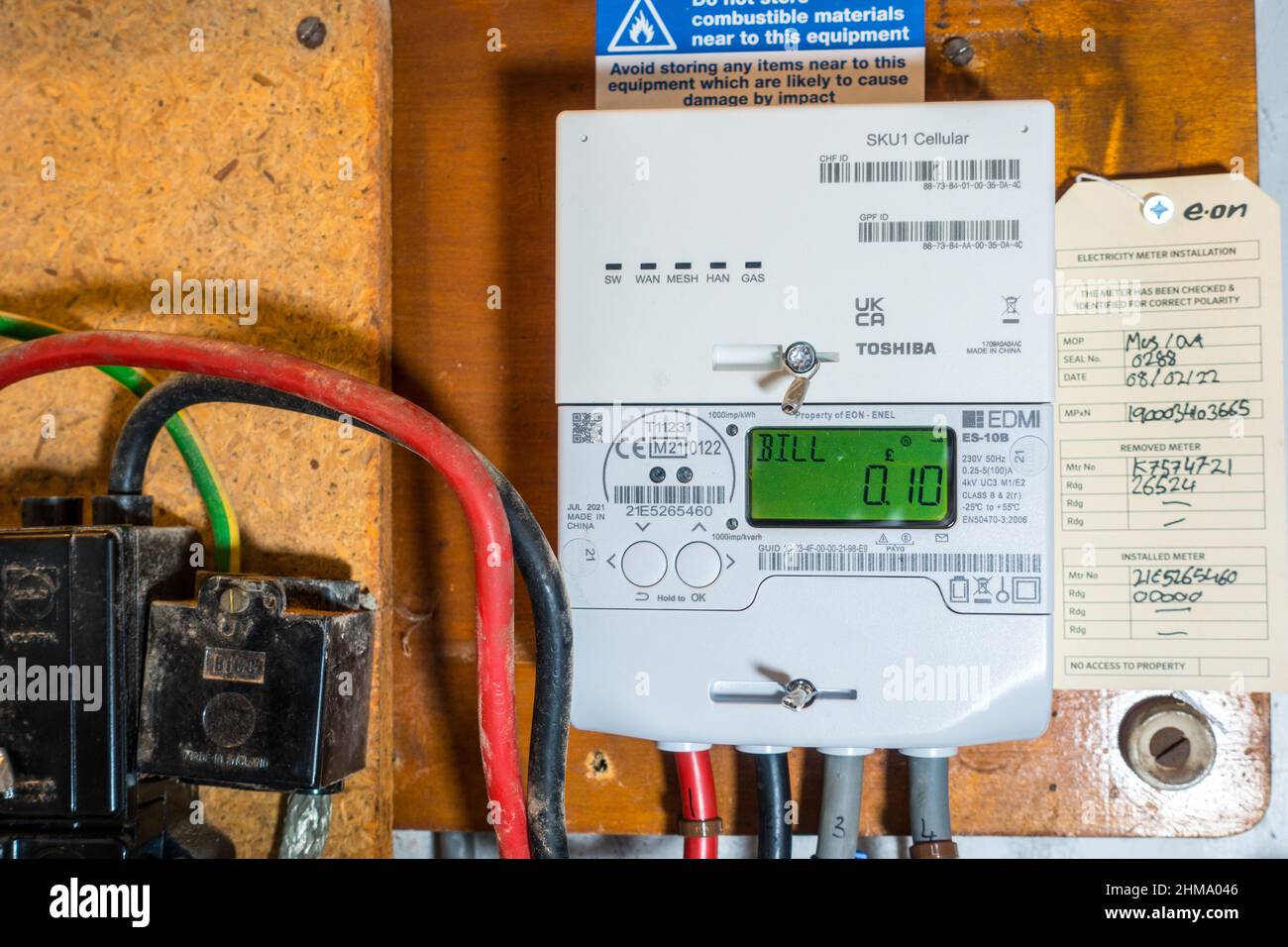 Close up of Electric smart meter usage in England designed to send ...