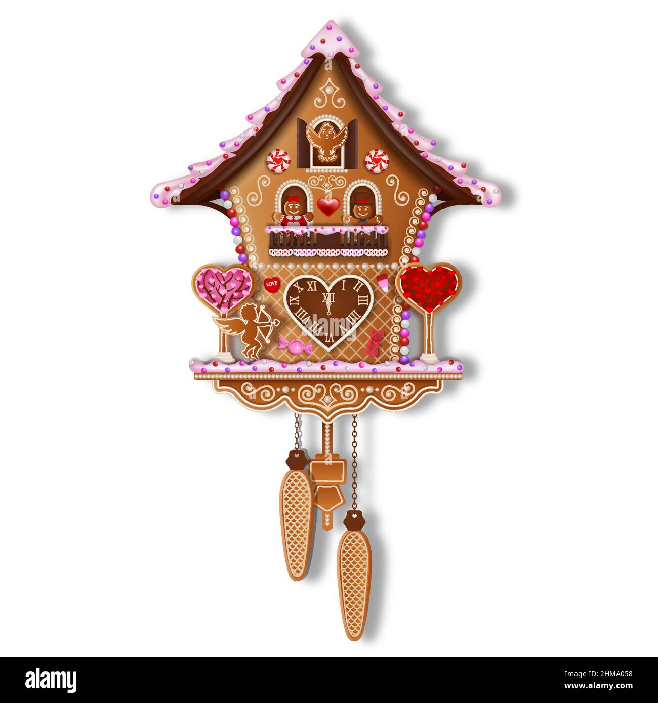 valentine's day gingerbread cuckoo clock. romantic cuckoo clock with ...