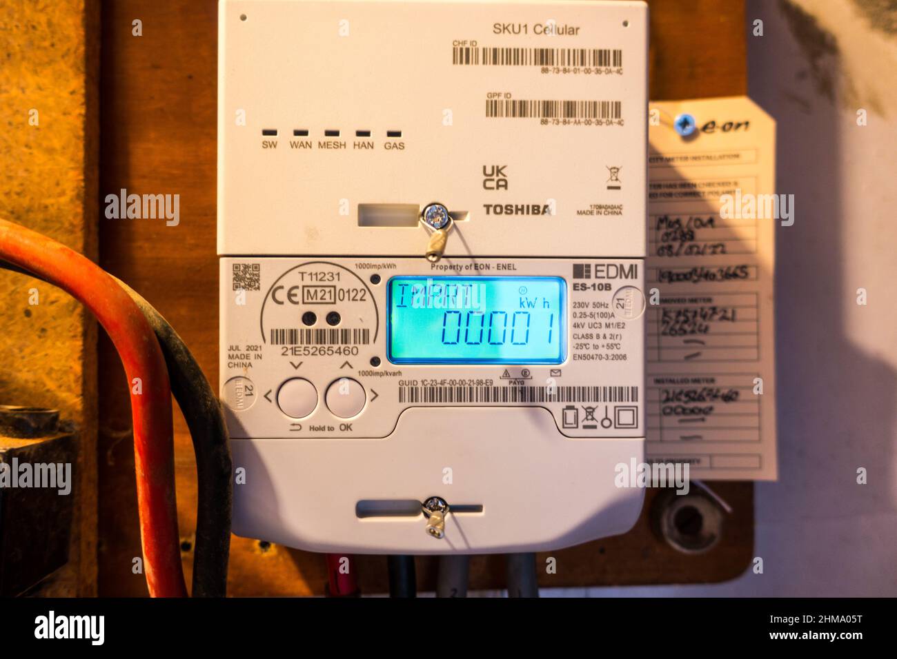 Close up of Electric smart meter usage in England designed to send ...