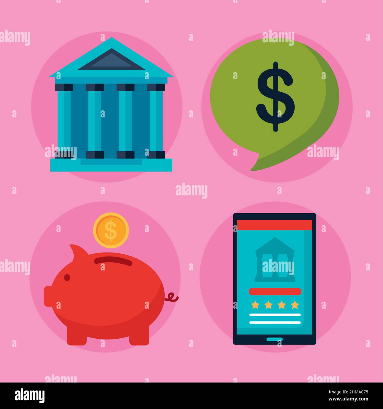 four banking money set icons Stock Vector Image & Art - Alamy