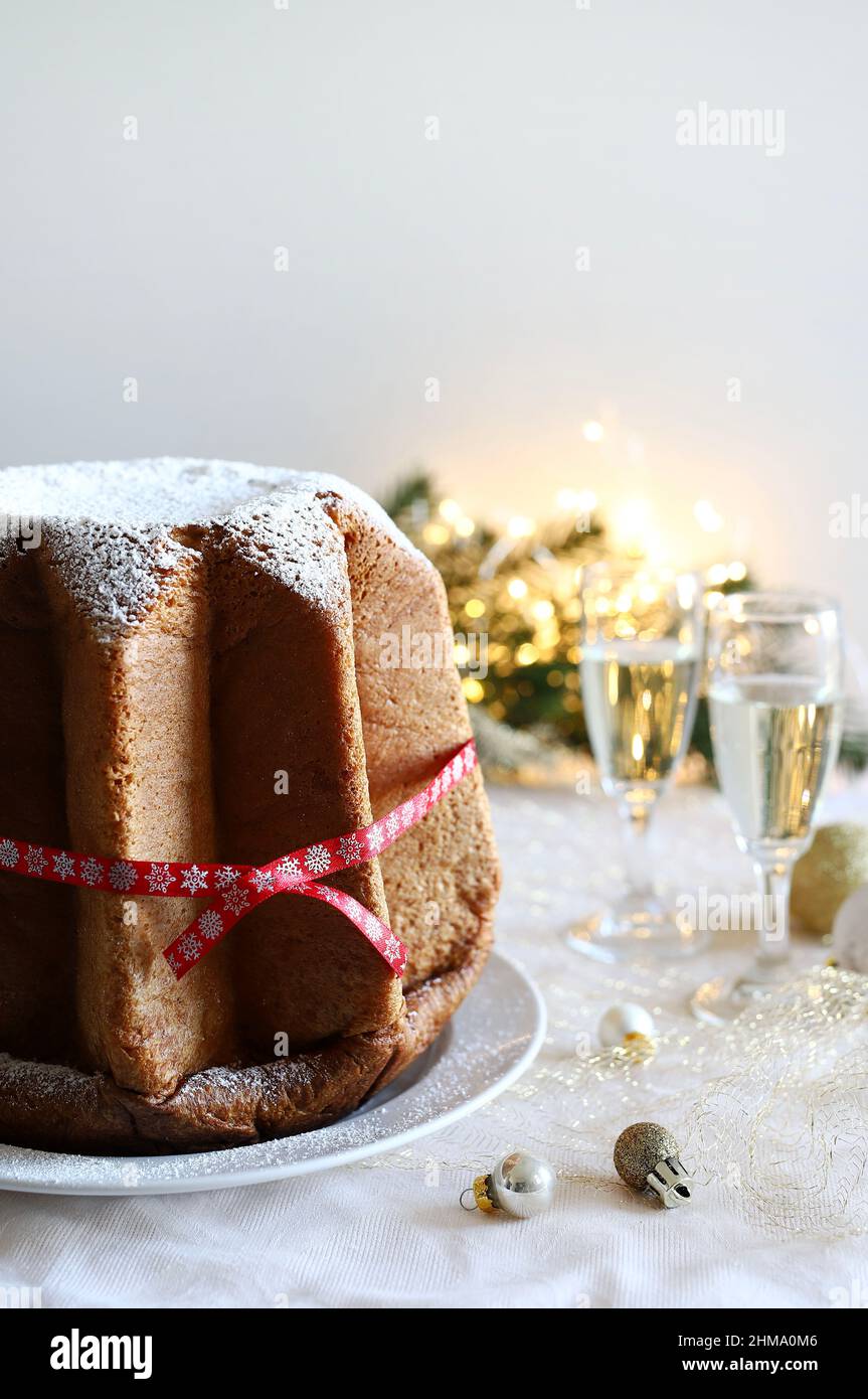 Italian food.Traditional Italian Christmas Pandoro cake isolated on ...
