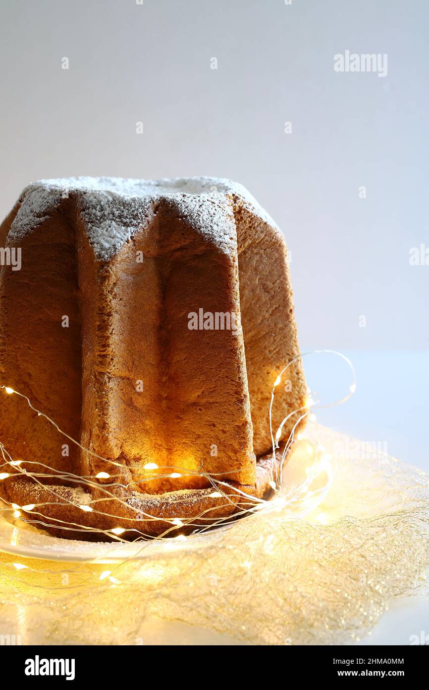 Italian food.Traditional Italian Christmas Pandoro cake isolated on ...