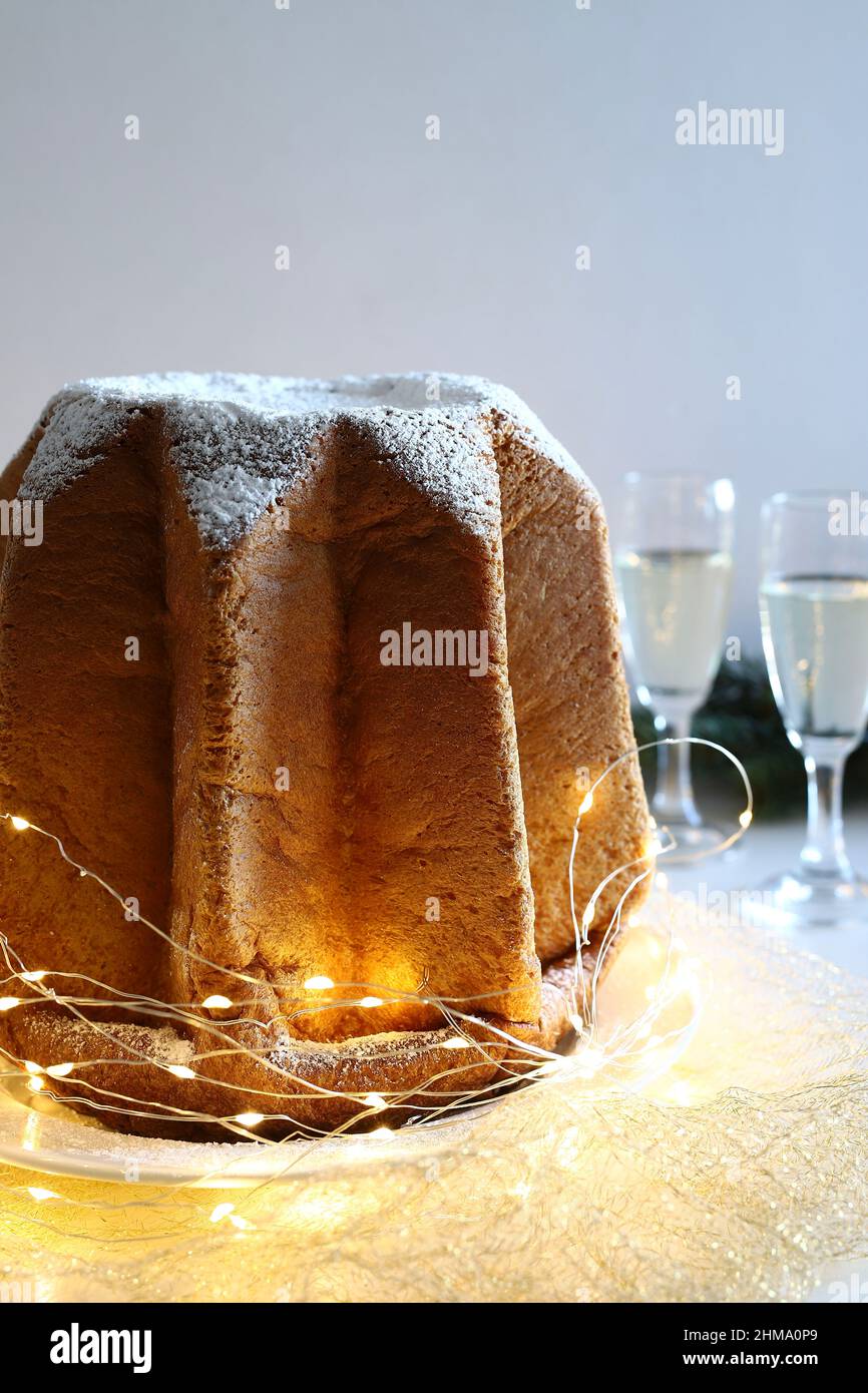 Italian food.Traditional Italian Christmas Pandoro cake isolated on ...